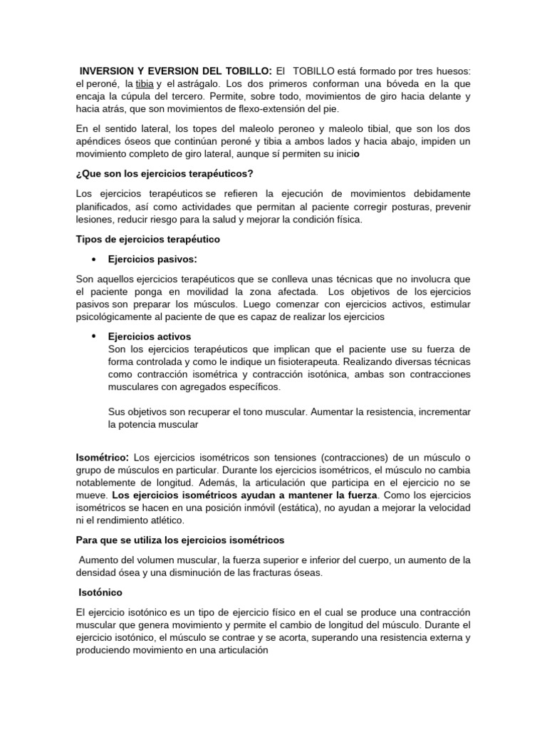 Inversion y Eversion Del Tobillo Cuestionario | PDF | Tobillo | Sistema ...