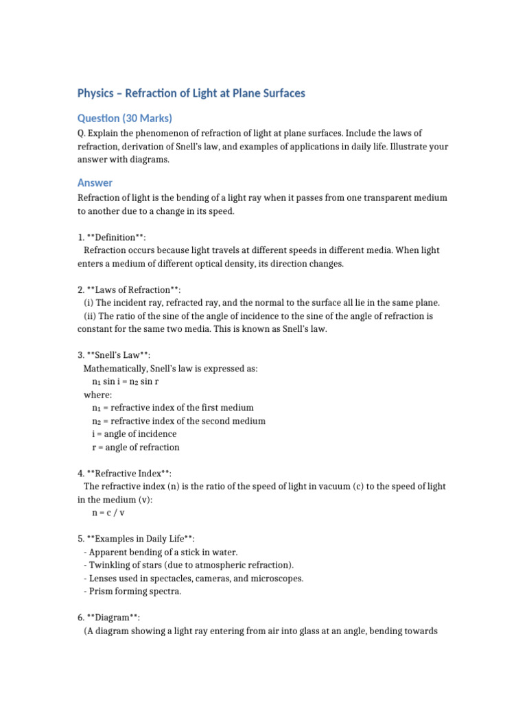 Refraction of Light Explained | PDF