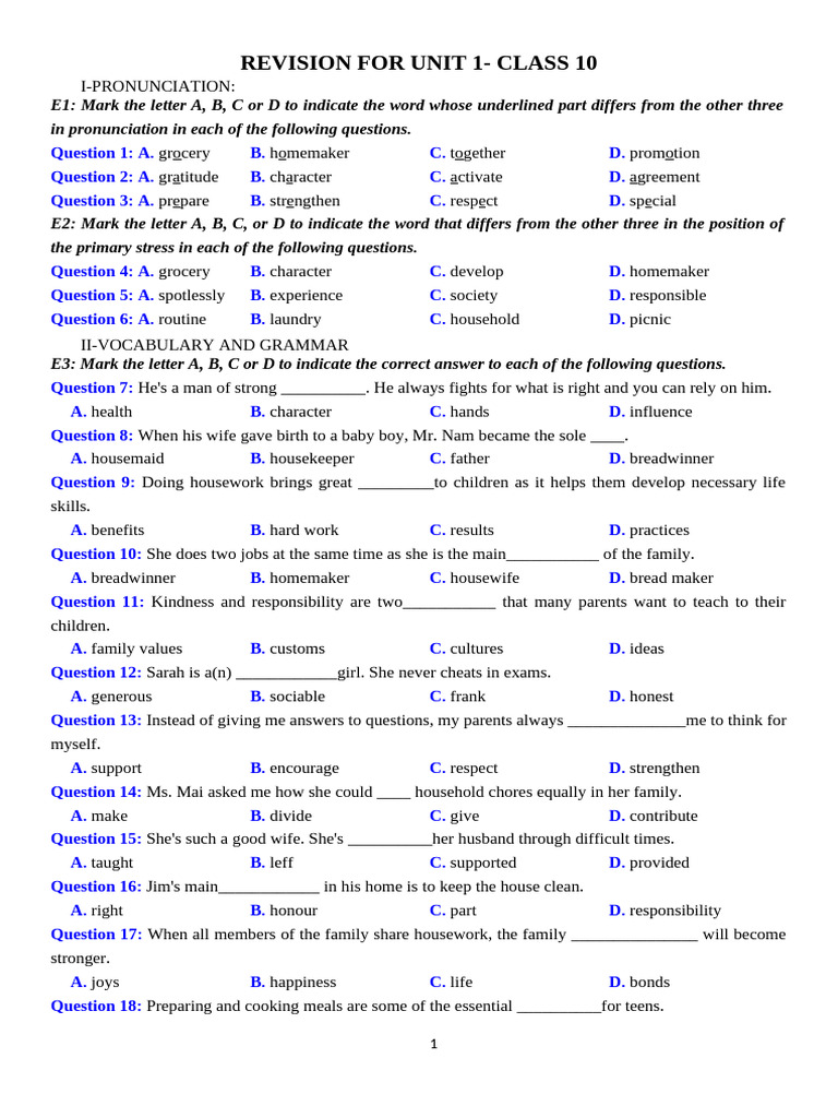 Class 10 Unit 1 Revision Guide | PDF | Headphones | Museum