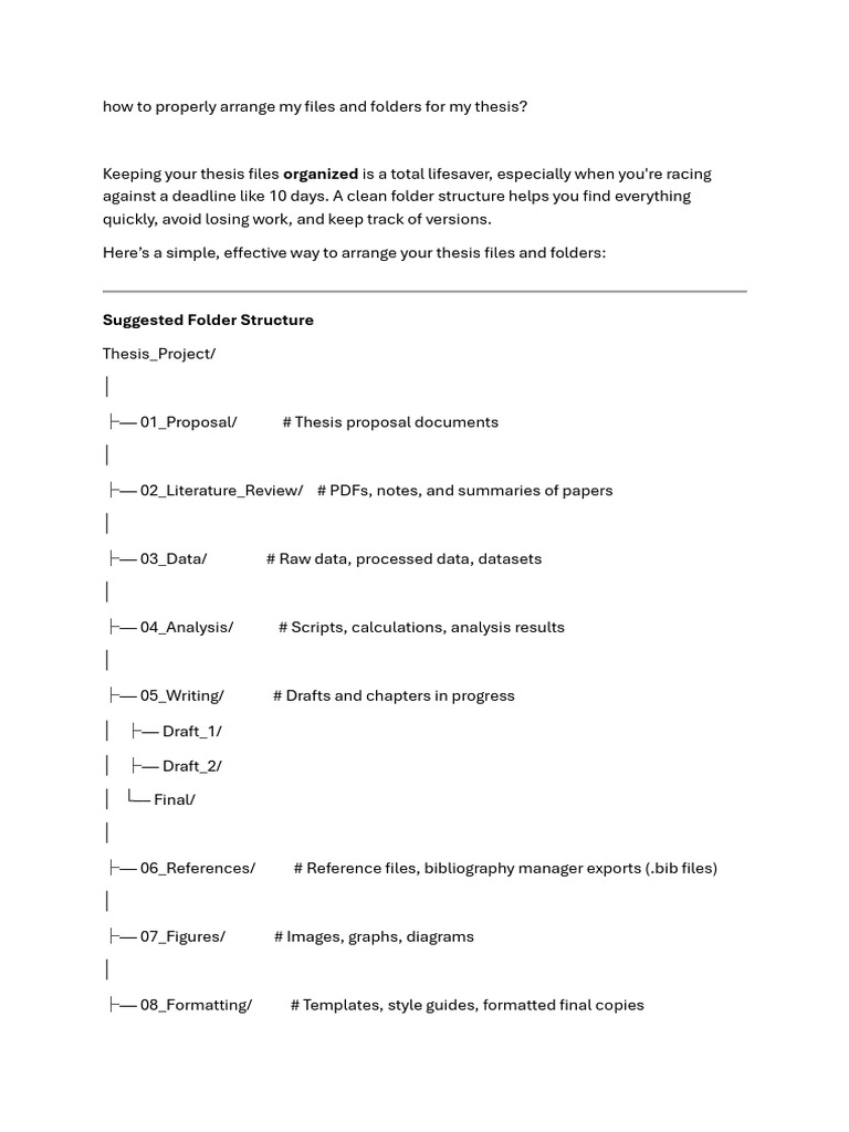 Organizing Your Thesis Folder Structure | PDF