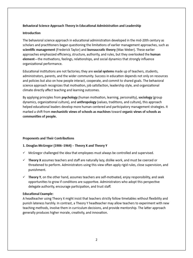 Behavioral Science in Educational Leadership | PDF | Motivational ...