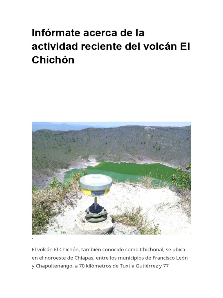 Infórmate Acerca de La Actividad Reciente Del Volcán El Chichón | PDF