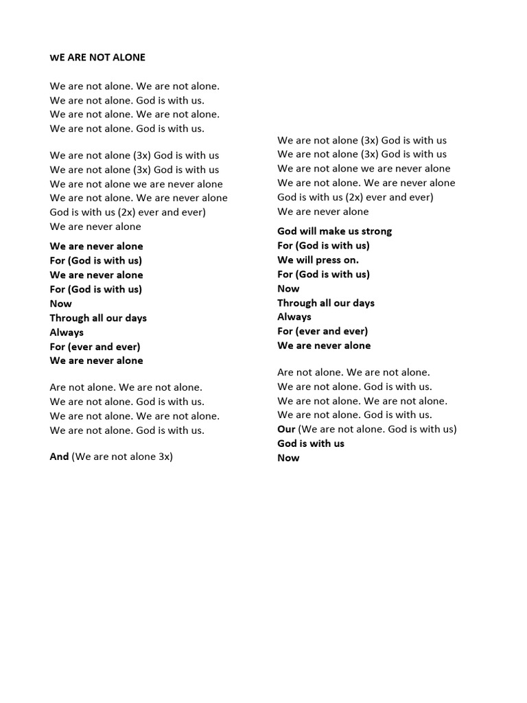We Are Not Alone Parole | PDF