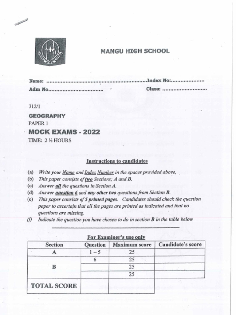 Geography Paper 1 Pdf