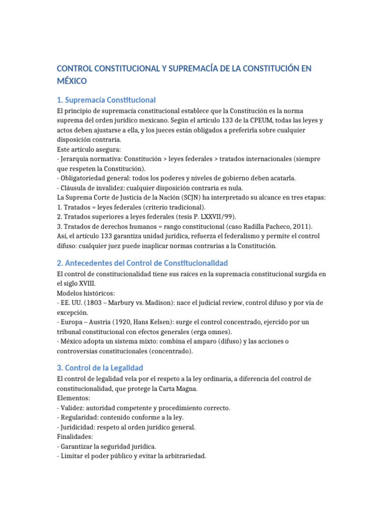 Control Constitucional y Supremacia Constitucional | PDF | Constitución ...