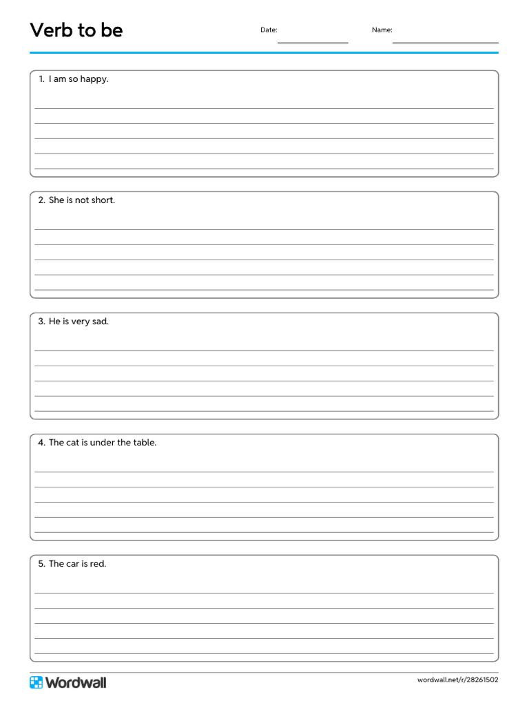 Verb To Be Writing Frame | PDF