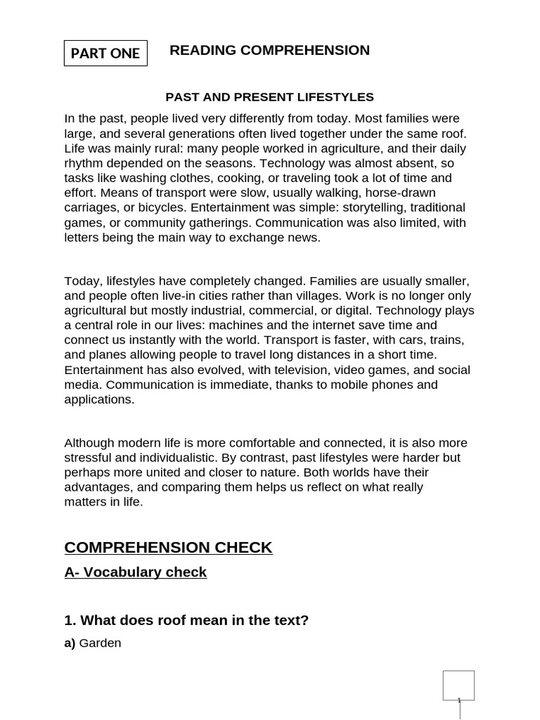 Past vs Present Lifestyles Comparison | PDF | Human Communication ...