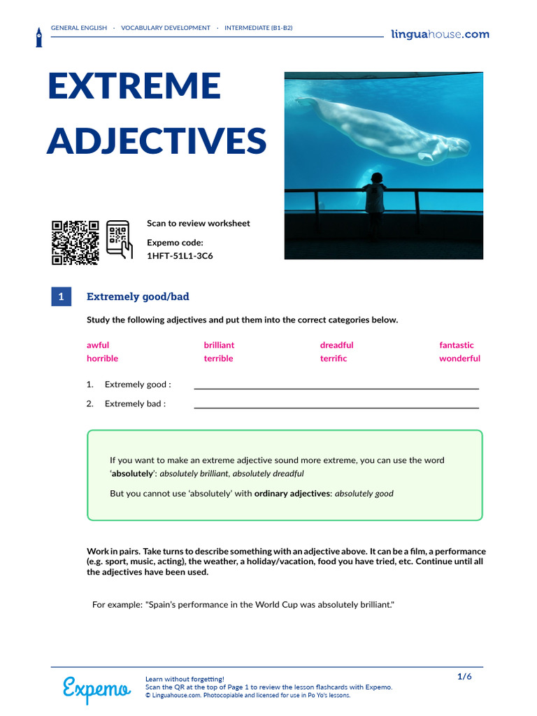 Extreme Adjectives British English Teacher B1 B2 | PDF