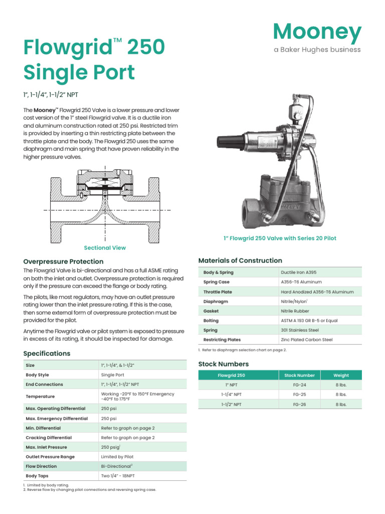 Mooney Flowgrid 250 Single Port Fact Sheet English Pdf Valve