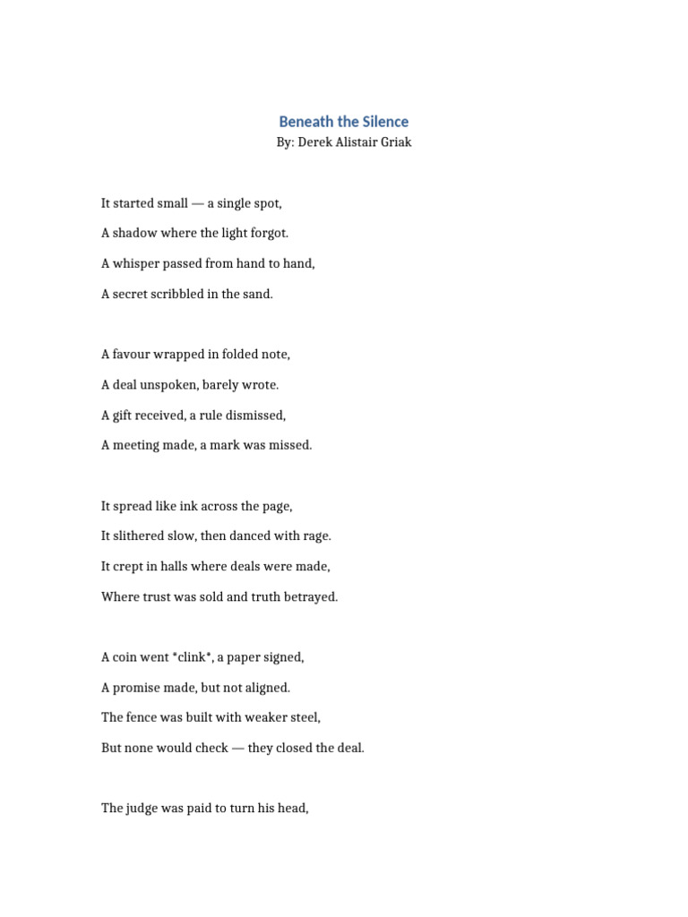 Beneath The Silence - Final Poem | PDF