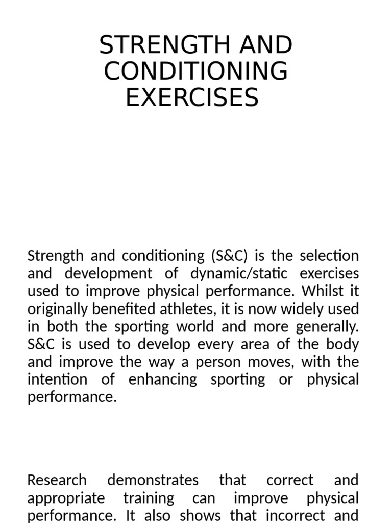 Strength and Conditioning Exercises Guide | PDF | Kettlebell | Strength ...