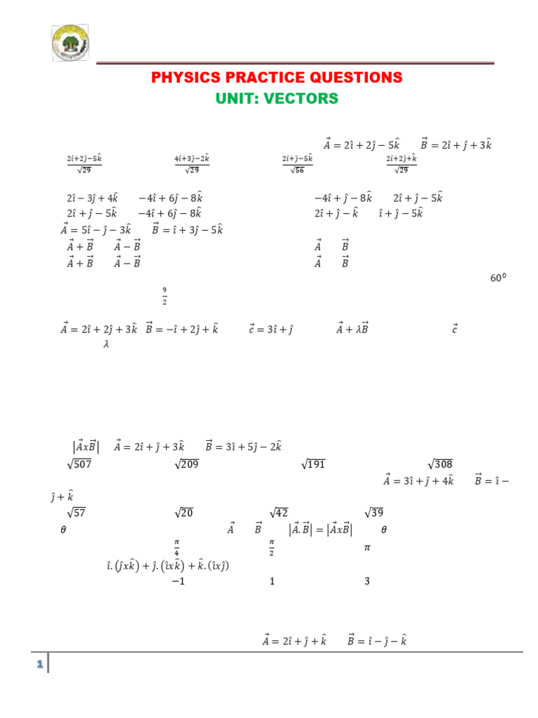 Physics Practice Questions: Choose The Correct Answer For The Given ...