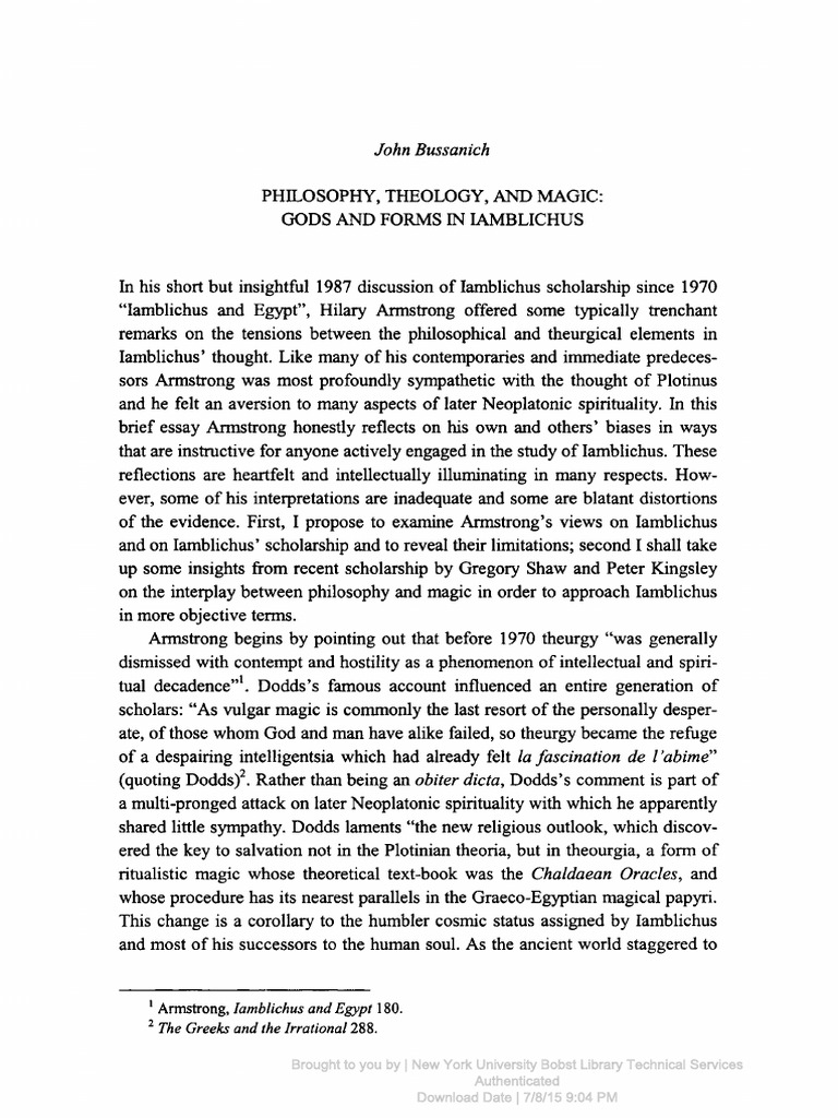 PHILOSOPHY, THEOLOGY, AND MAGIC GODS AND FORMS IN IAMBLICHUS ...