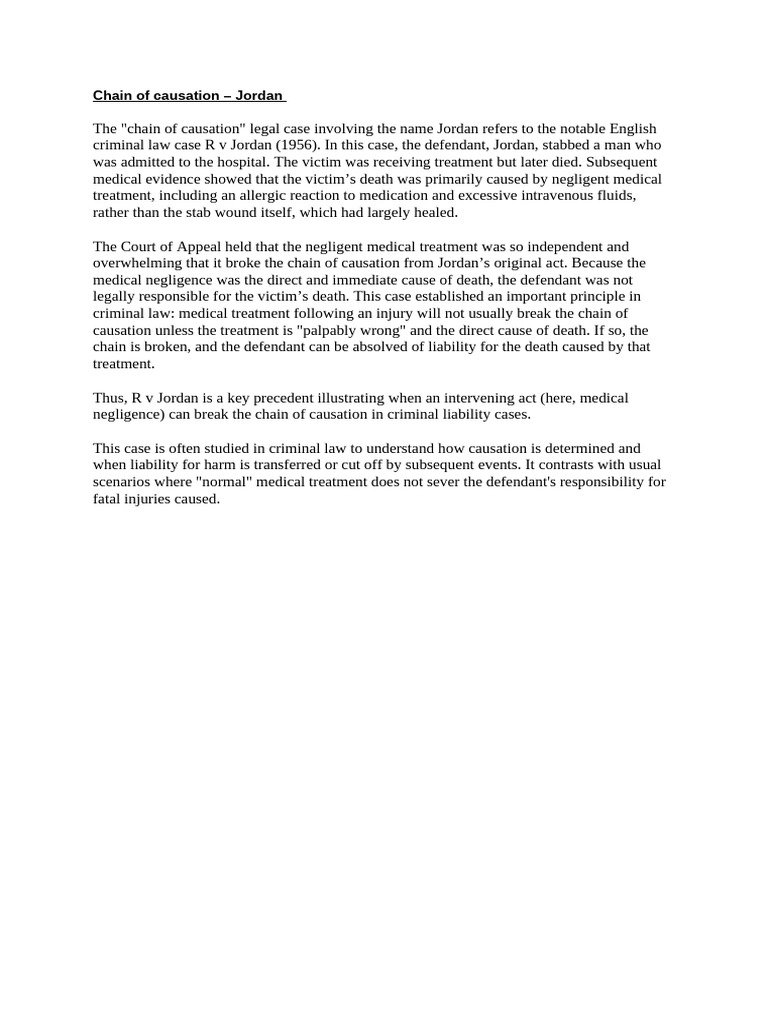 Chain of Causation - Jordan | PDF