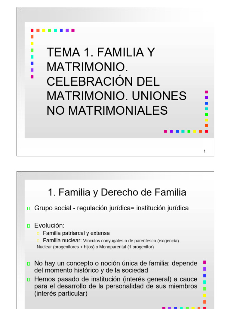 Tema 1 Familia 2021 - 22 | PDF | Familia | Matrimonio