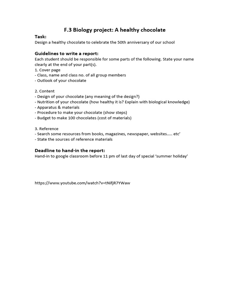 Chocolate Project Guidelines | PDF