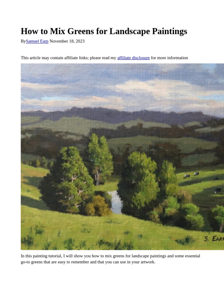 Mixing Greens for Landscape Painting | PDF | Green | Paintings