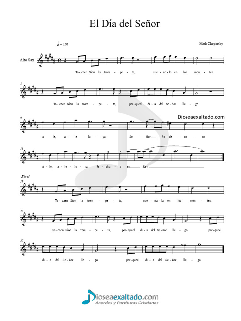El Día Del Señor Alto Sax | PDF