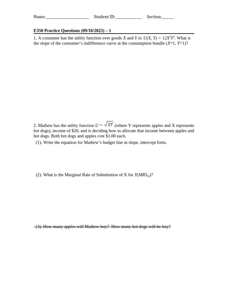 E350 Practice Questions (09!10!2025) - 1 | PDF