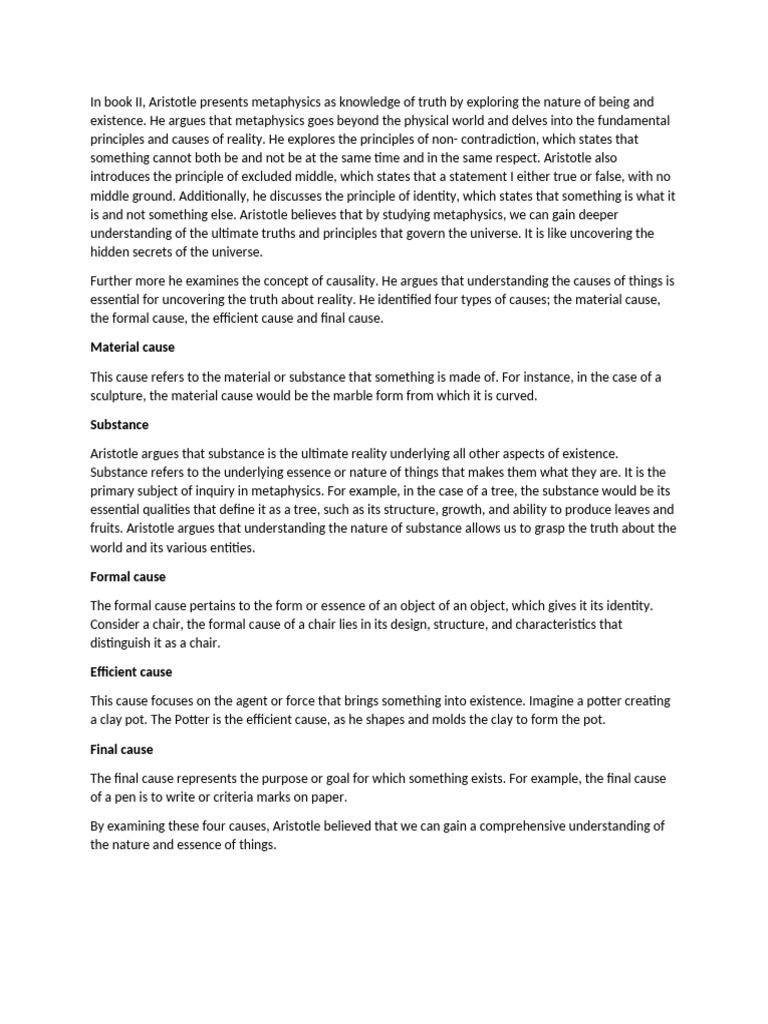 Aristotle's Metaphysics Explained | PDF | Metaphysics | Substance Theory