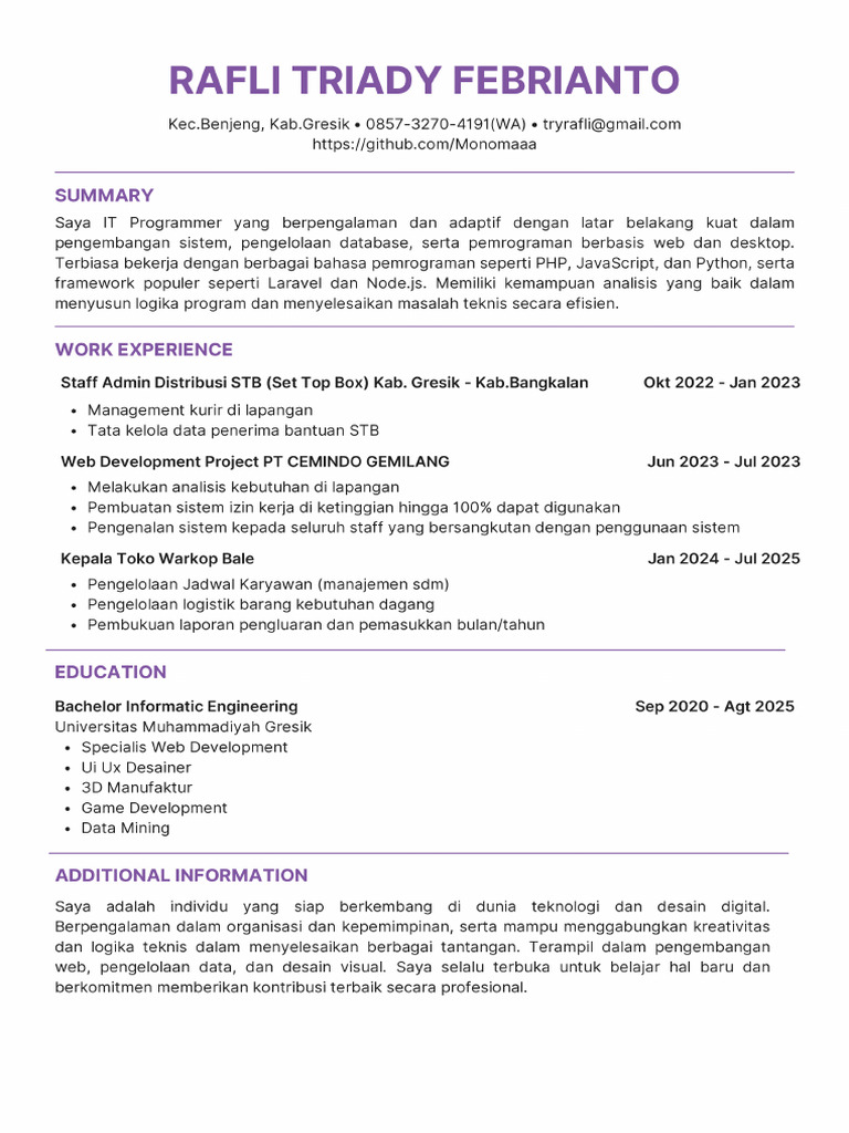 CV Rafli 25 | PDF