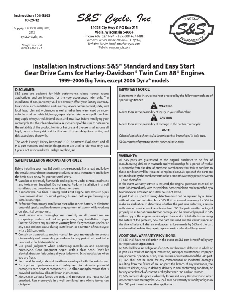 106-5893 STD & Easy Start GD Cams1 | PDF | Gear | Vehicle Parts