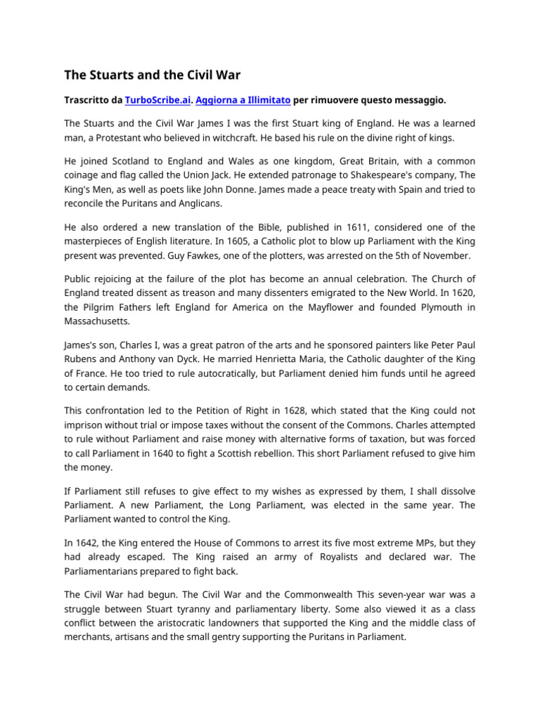 The Stuarts and The Civil War | PDF | Oliver Cromwell | English Civil War