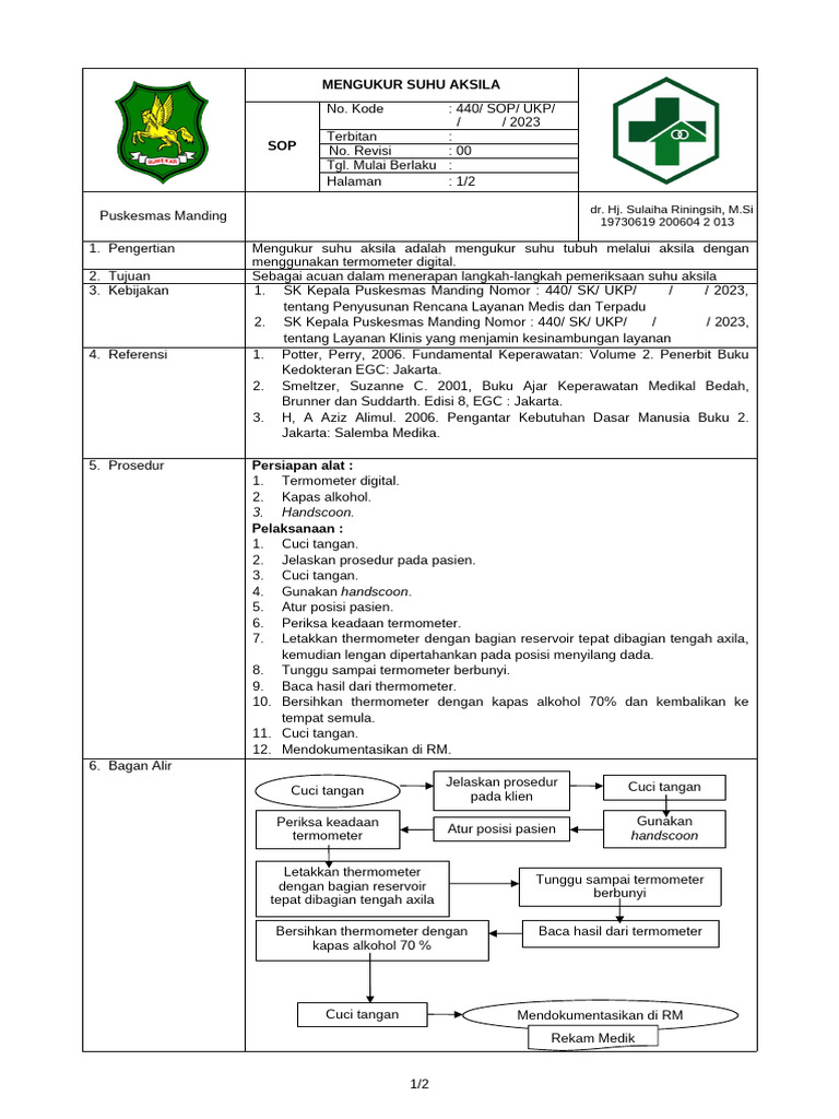 Sop Mengukur Suhu Aksila | PDF