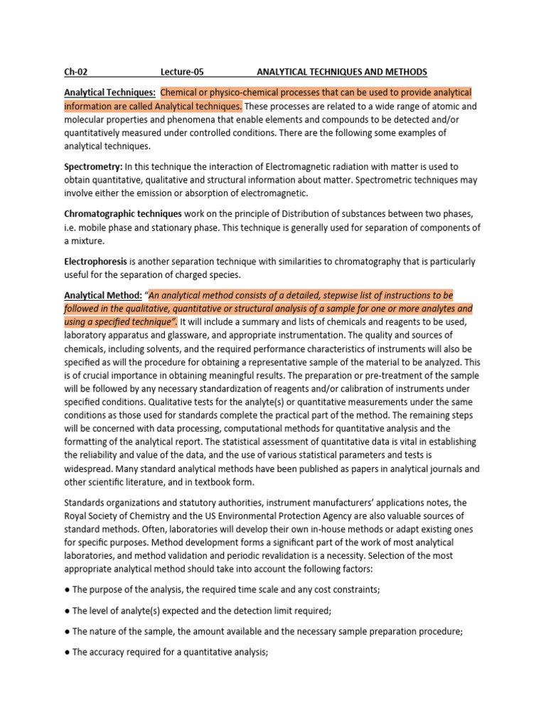 Analytical Techniques Overview | PDF | Analytical Chemistry ...