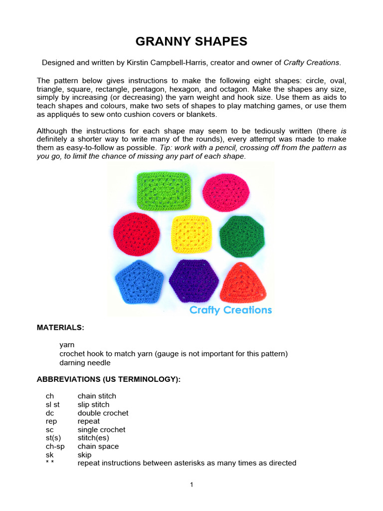 Granny Shapes | PDF | Crochet | Yarn