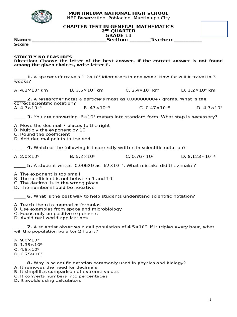 Chapter Test 2nd Quarter (Gen Math) 2025-2026-40 Items-Shuffle | PDF ...