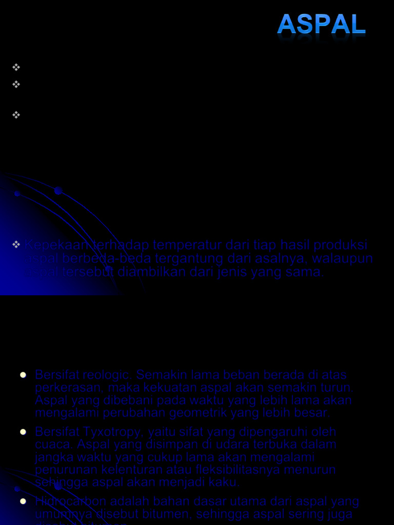 Jenis dan Sifat Aspal dalam Konstruksi | PDF