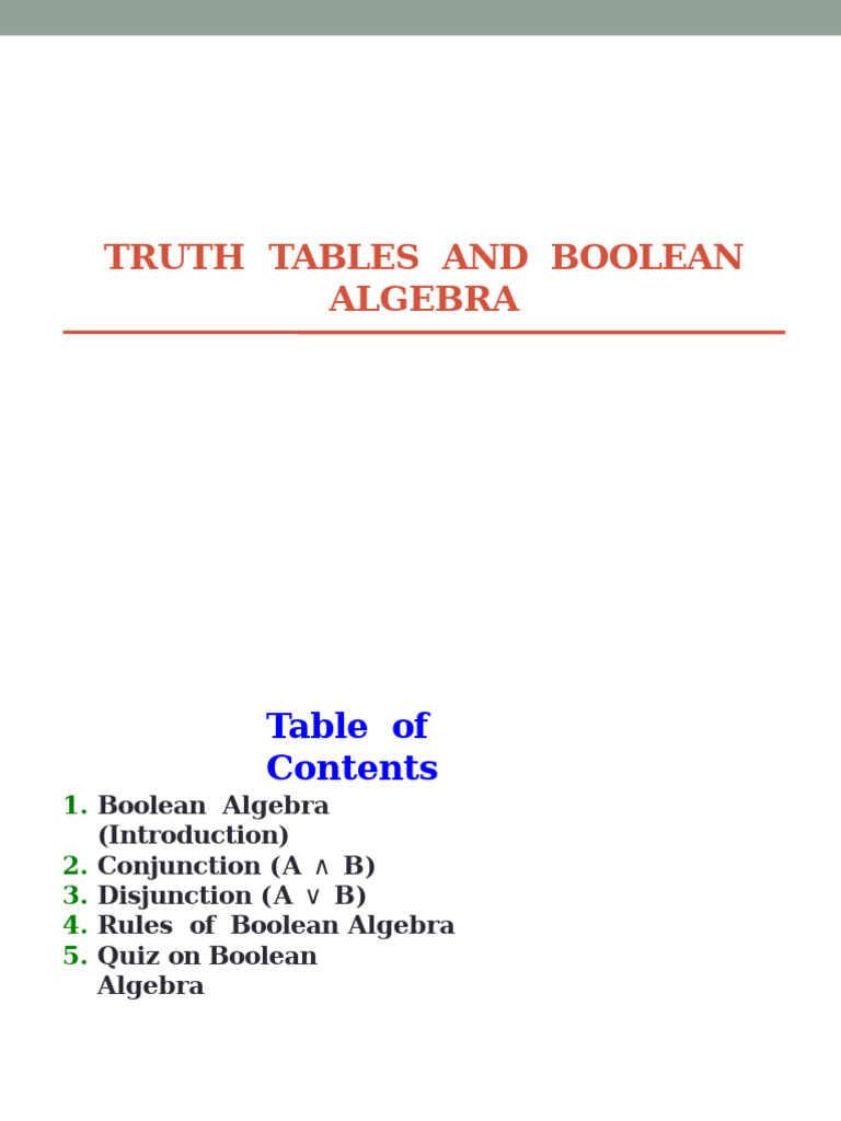Boolean Algebra and Truth Tables Guide | PDF | Boolean Algebra ...