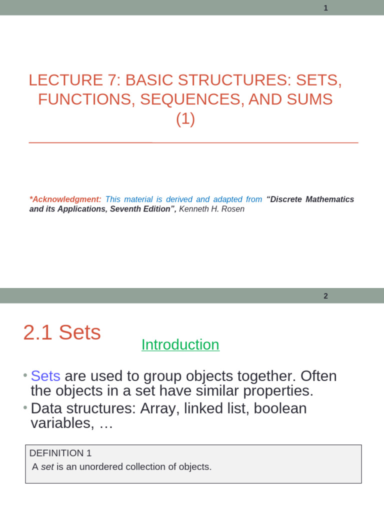 Lecture7 Sets and Functions (1) - 1 | PDF | Set (Mathematics) | Function (Mathematics)