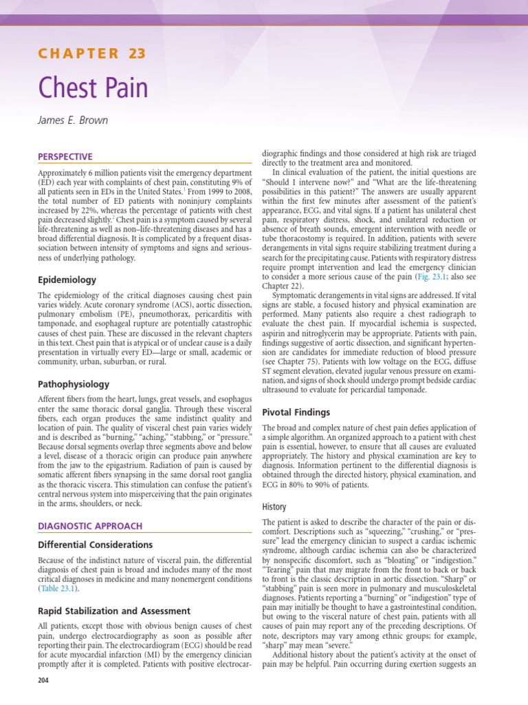 Understanding Chest Pain in ED Patients | PDF | Myocardial Infarction ...