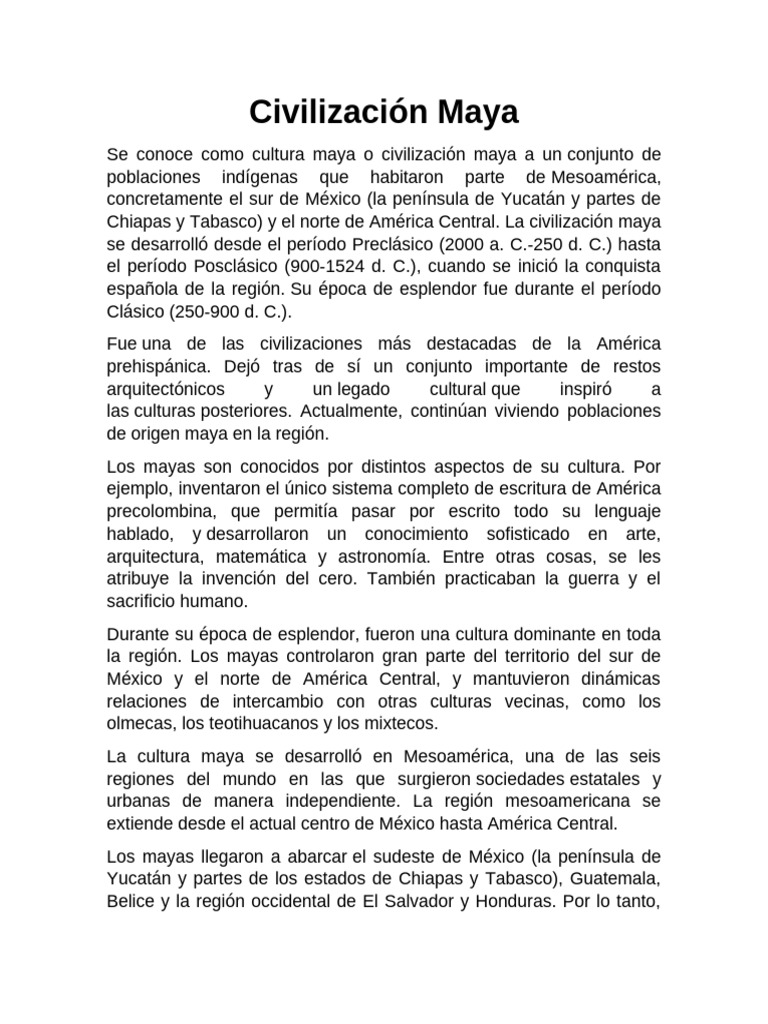 Civilización Maya | PDF | Civilización maya | Mesoamérica