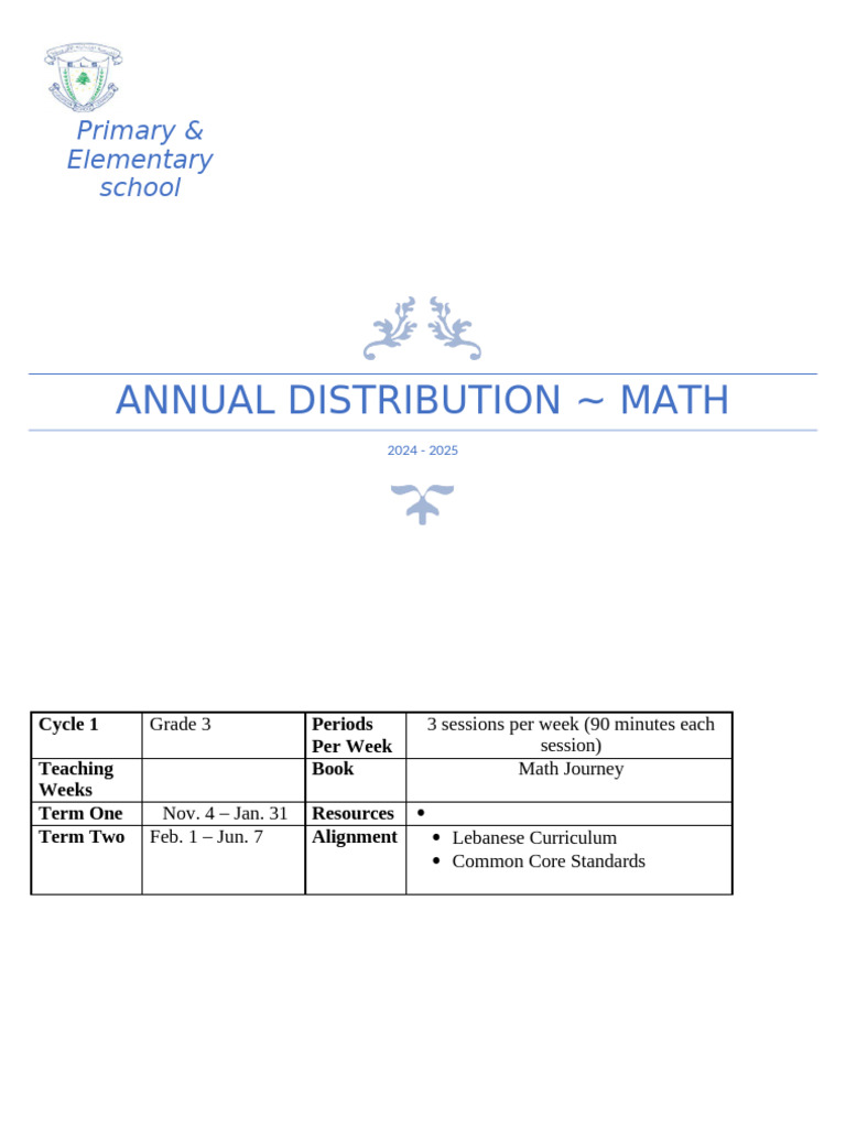 Grade 3 Math Curriculum 2024-2025 | PDF
