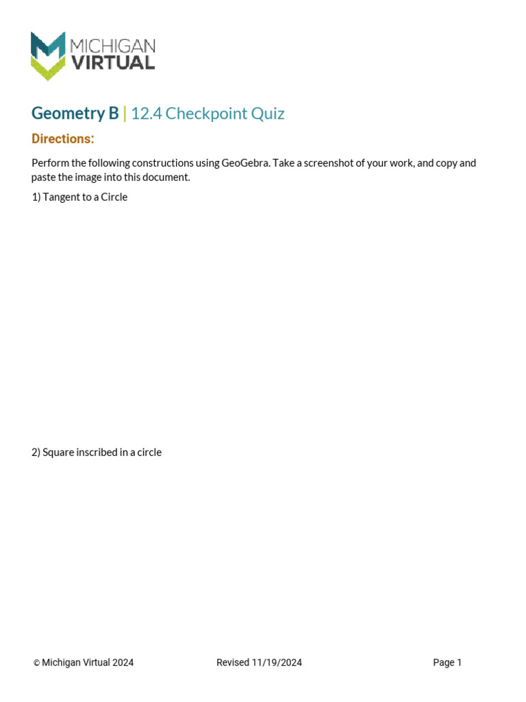 Geometry B Checkpoint Quiz | PDF
