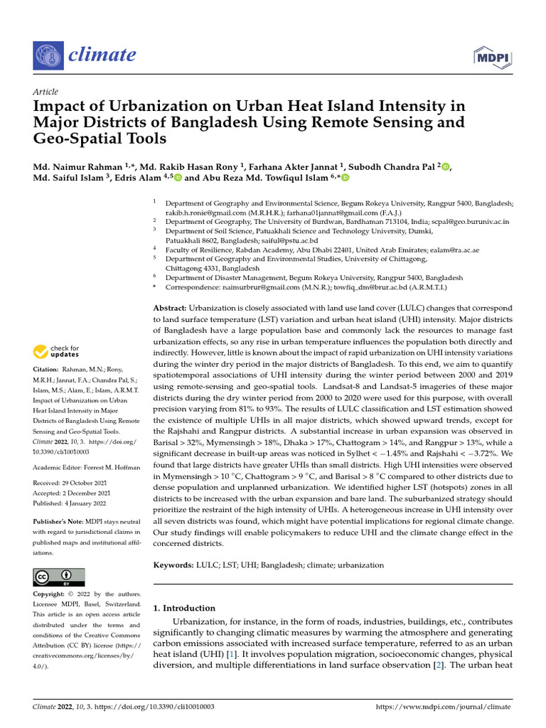Impact of Urbanization On UHI Intensity Using GIS (2021) ) | PDF ...