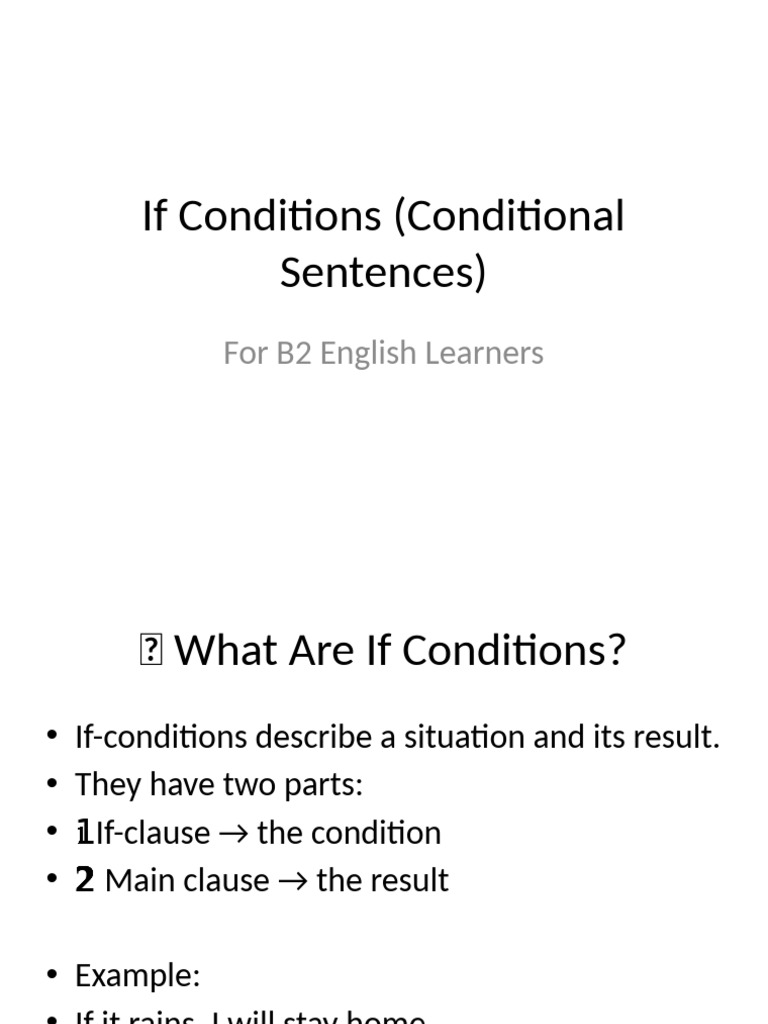 If Conditions For B2 Learners | PDF