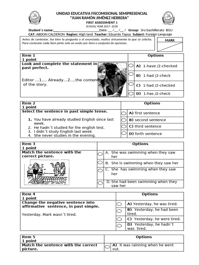 First Assessment: Past Tenses BGU | PDF | Linguistic Typology ...