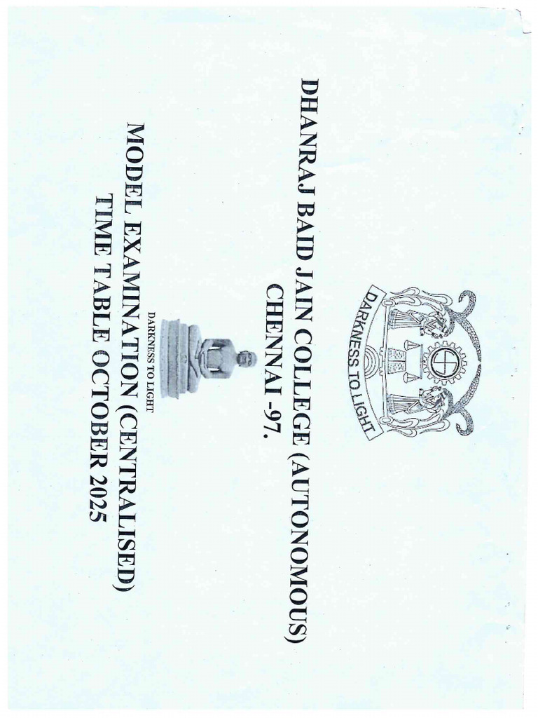 Model Examination Time Table in October 2025 | PDF
