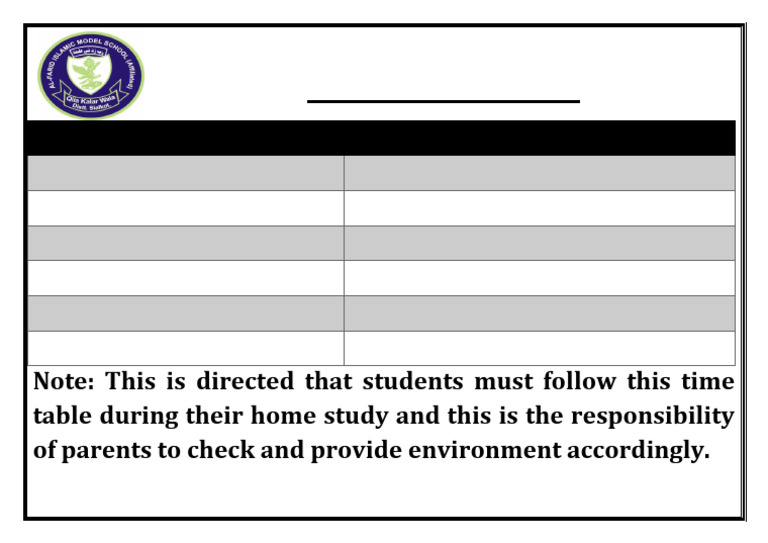 Time Table For Home Study | PDF