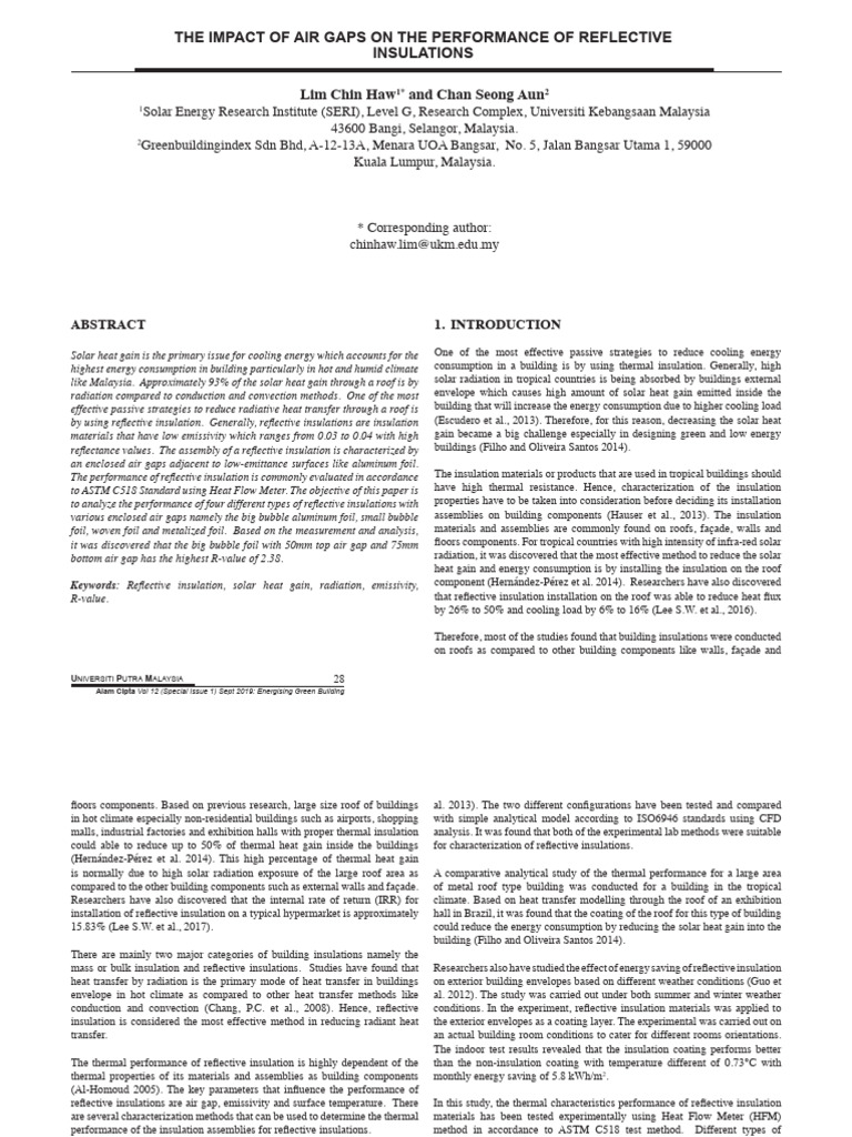 The Impact of Air Gaps On The Performance of Reflective Insulation and ...