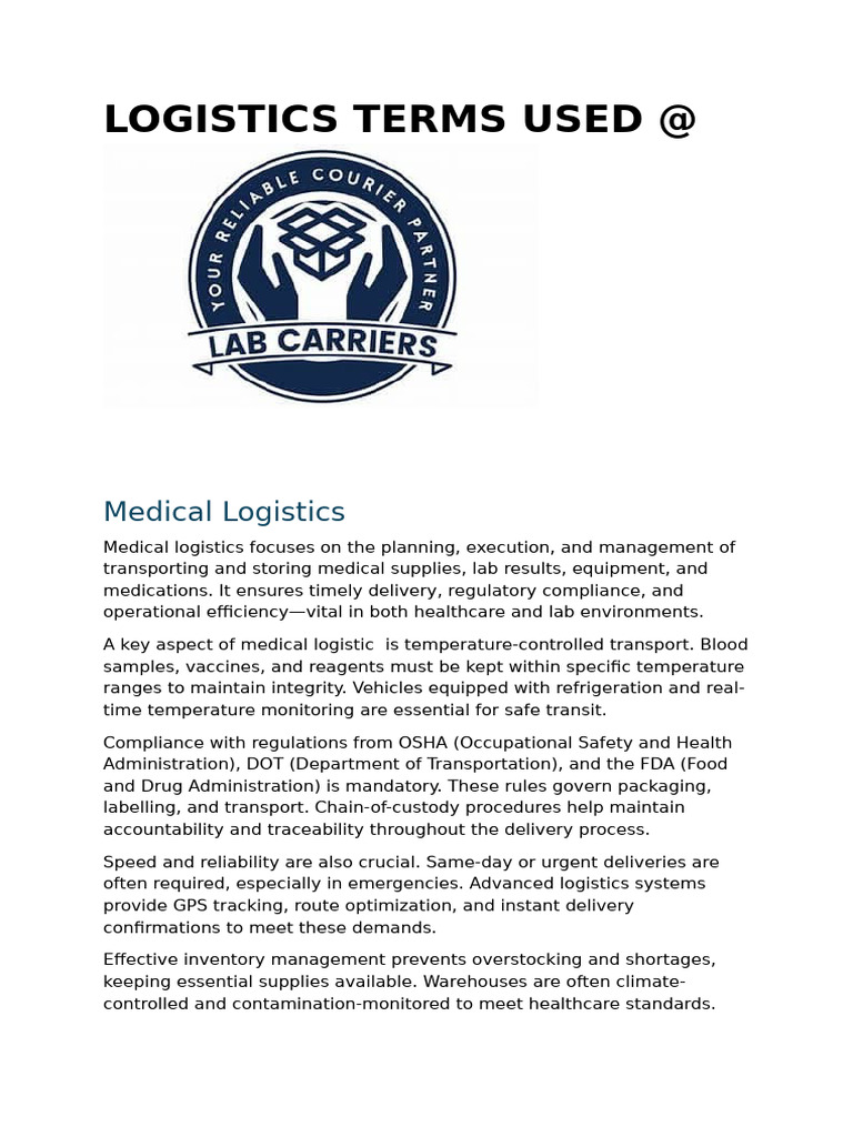 Key Logistics Terms Explained | PDF | Cargo | Logistics