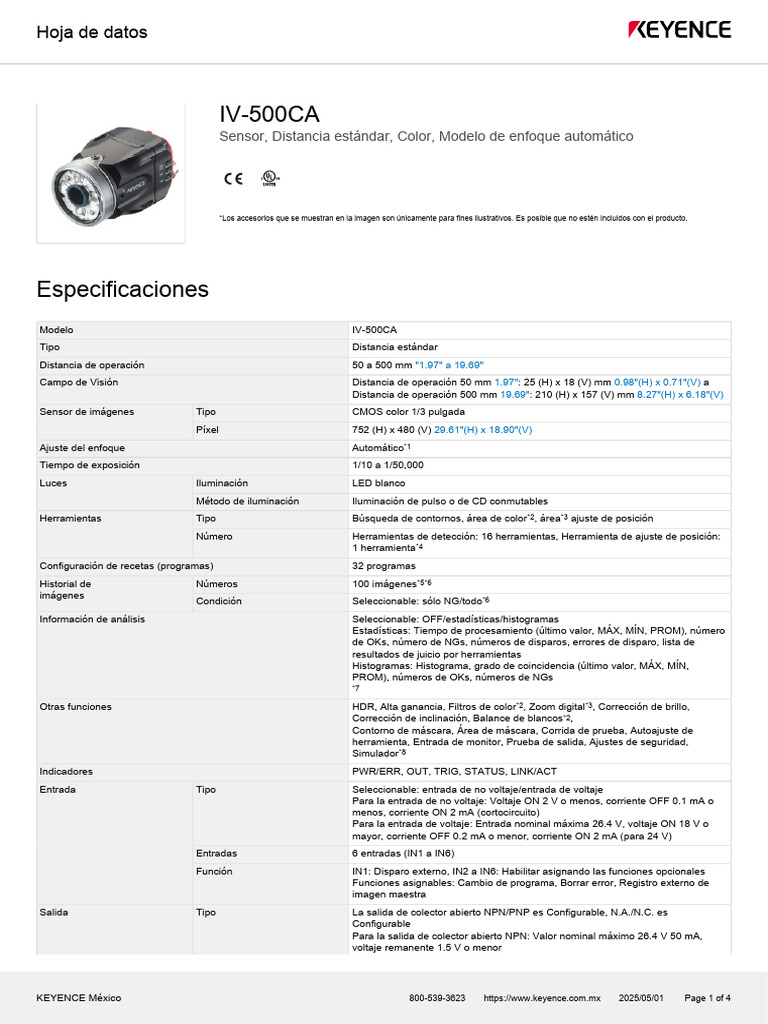 Sensor IV-500CA: Especificaciones y Funciones | PDF | Conector ...