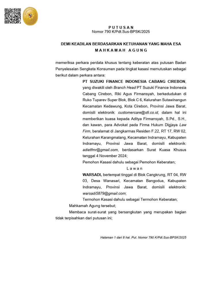 Putusan 790 K PDT - Sus-Bpsk 2025 20251015151124 | PDF