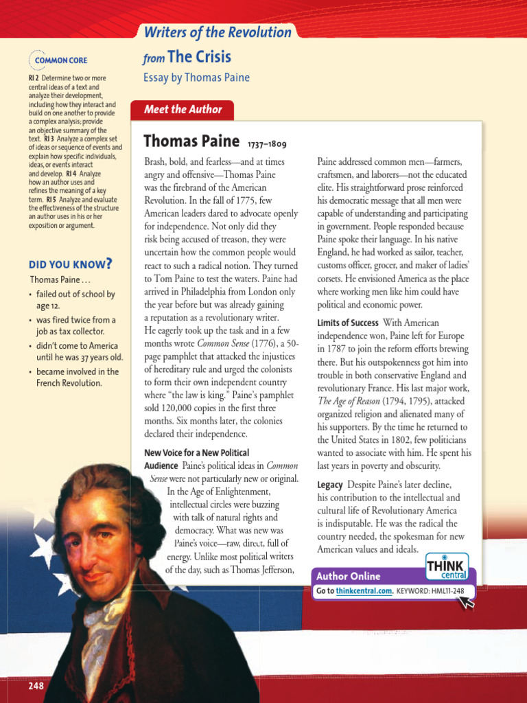 Paine's Call to Arms in The Crisis | PDF | Rhetoric | English Language
