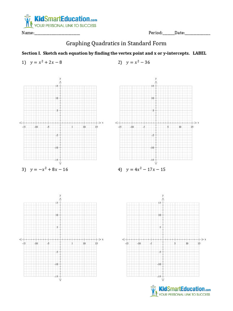 Graphing Quadratics Worksheet | PDF