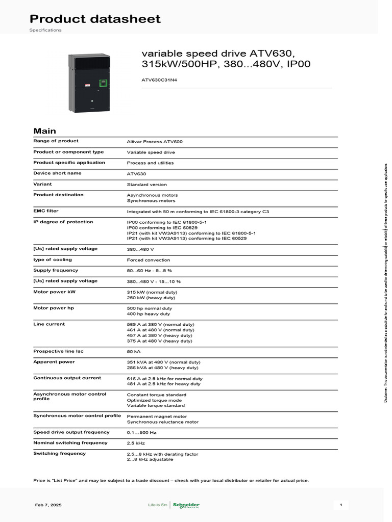 Schneider Electric Altivar-Process-ATV600 ATV630C31N4 | PDF | Electric ...